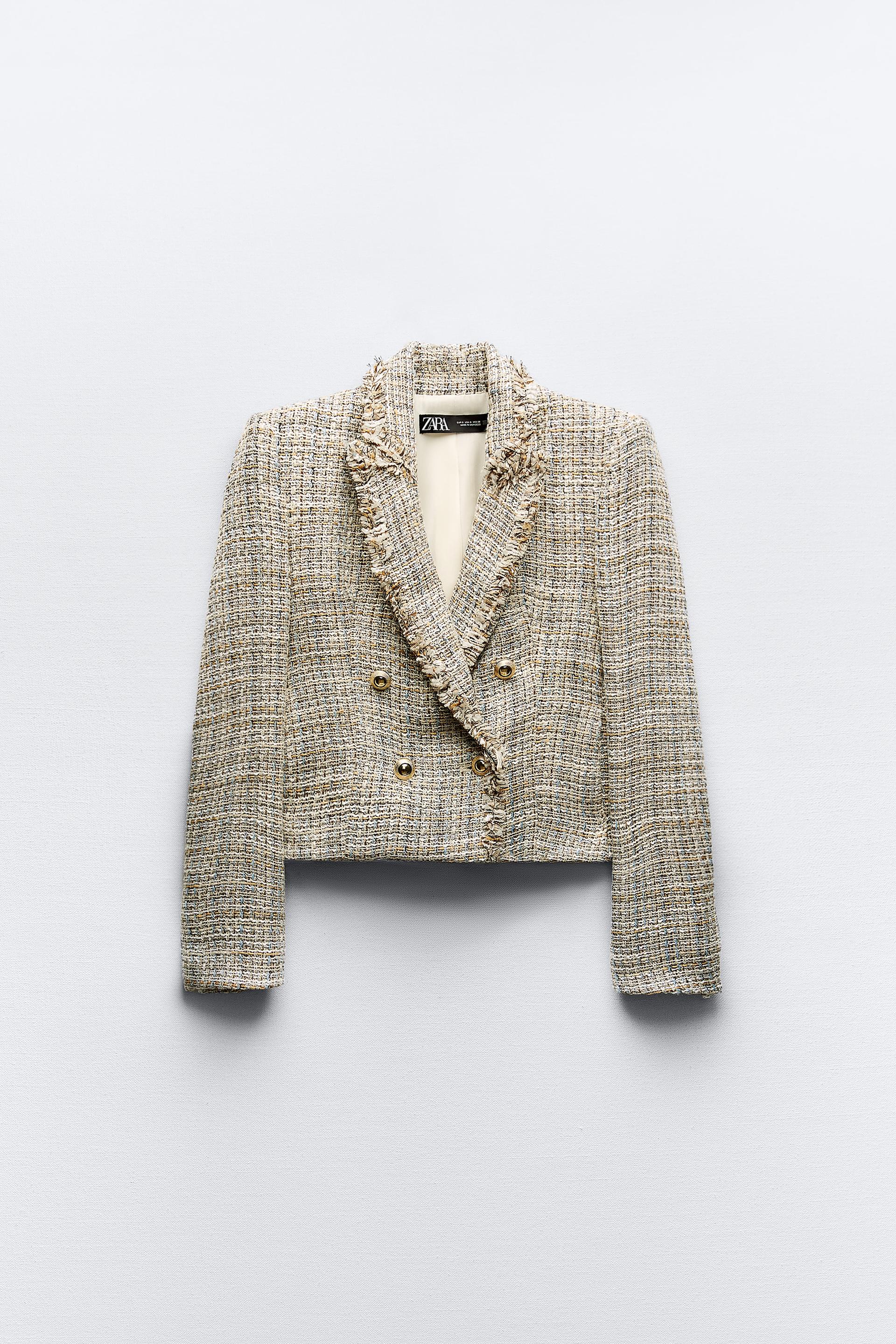 DOUBLE BREASTED TEXTURED WEAVE JACKET