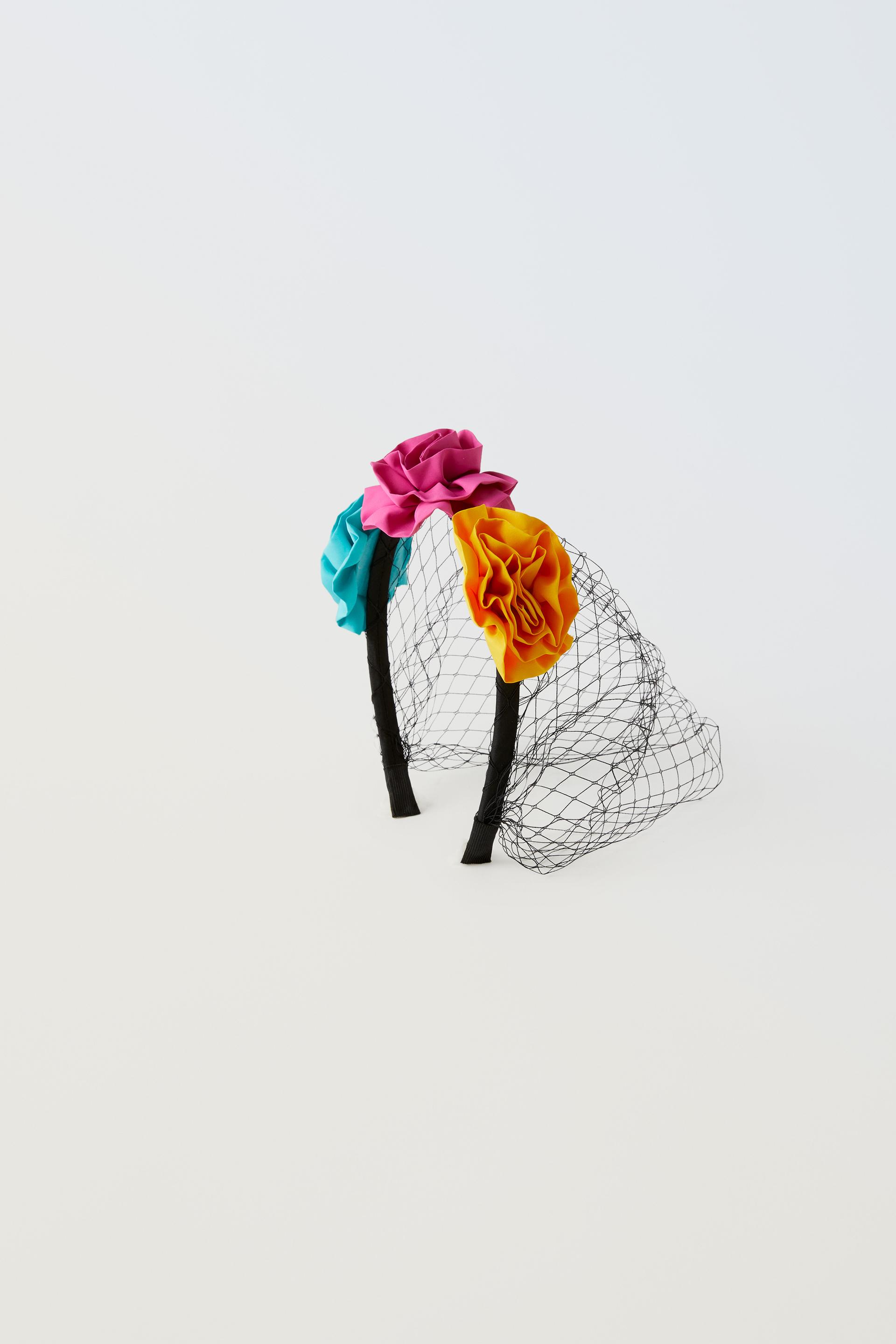 FLOWER AND MESH COSTUME HEADBAND Multicoloured ZARA Turkey flower-and-mesh-costume-headband-multicoloured-zara-turkey