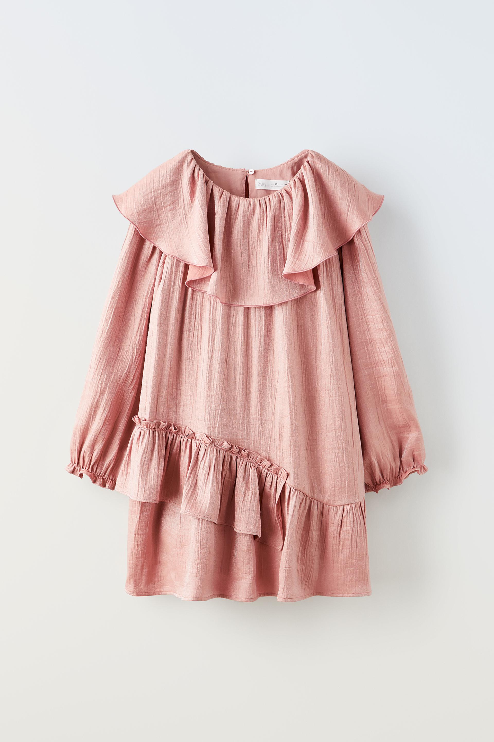 IRIDESCENT RUFFLED DRESS Pink ZARA Australia IRIDESCENT RUFFLED DRESS Pink ZARA Australia