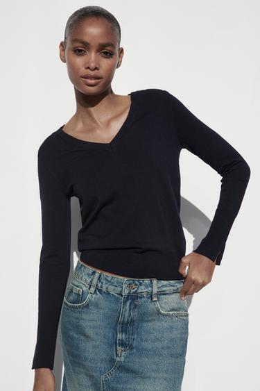 Introducir 50 Imagen Pull Col V Noir Femme Zara Vn