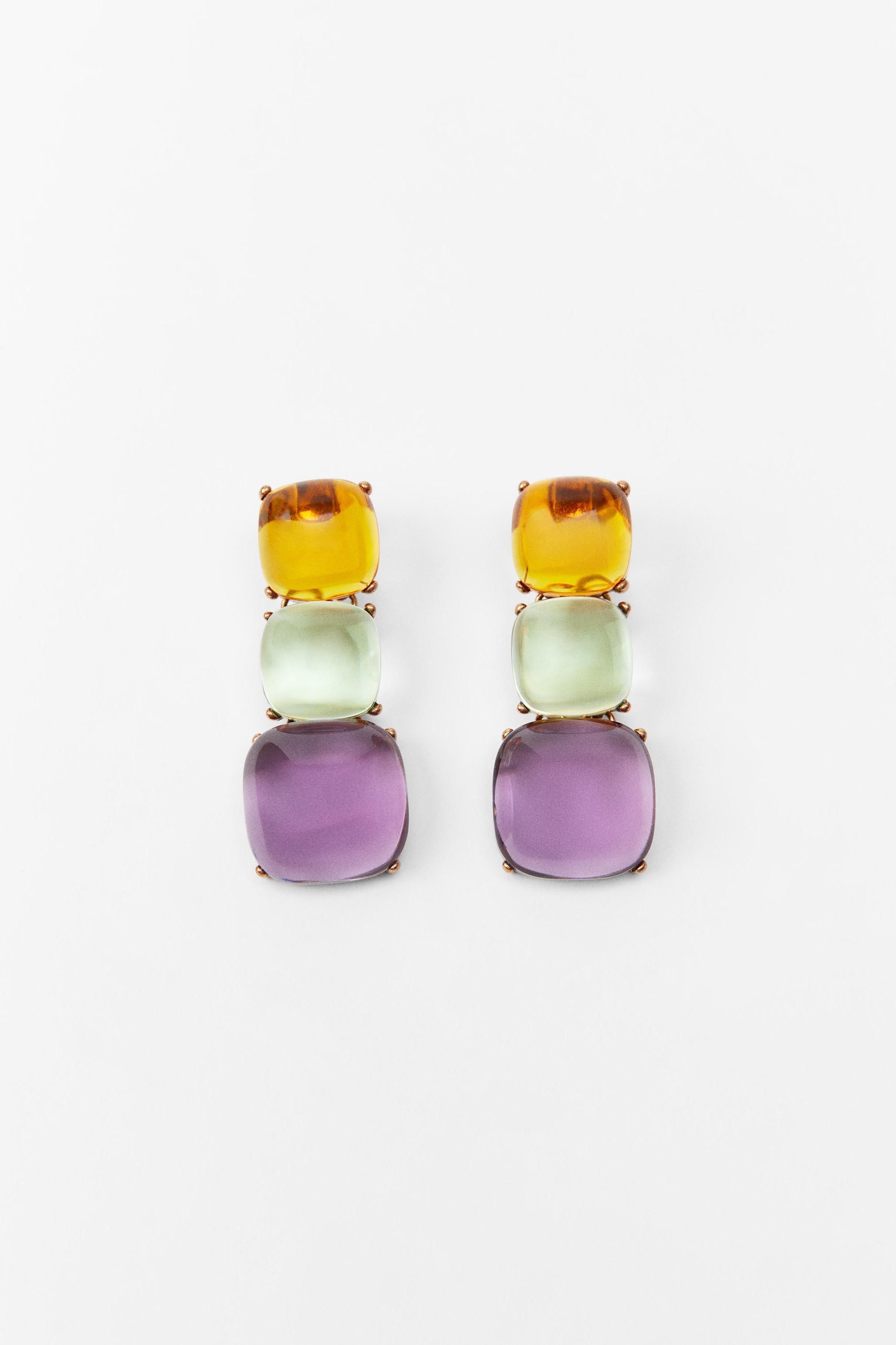 Zara MULTI-COLORED RESIN EARRINGS | Mall of America®