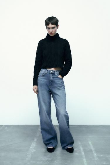 Femme Zara Pull En Maille Avec Dentelle Bleu Roi Maille, 53% OFF