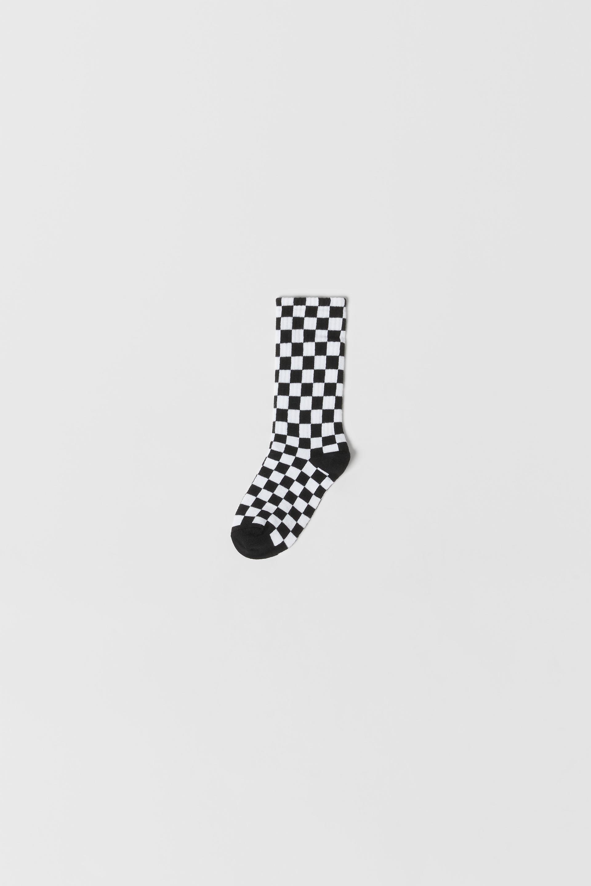 Black And White Checkered Socks