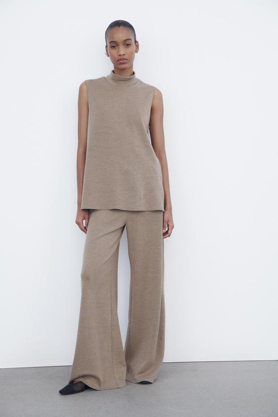 Ensemble Haut Et Pantalon Large En PiquÉ Doux Zara France