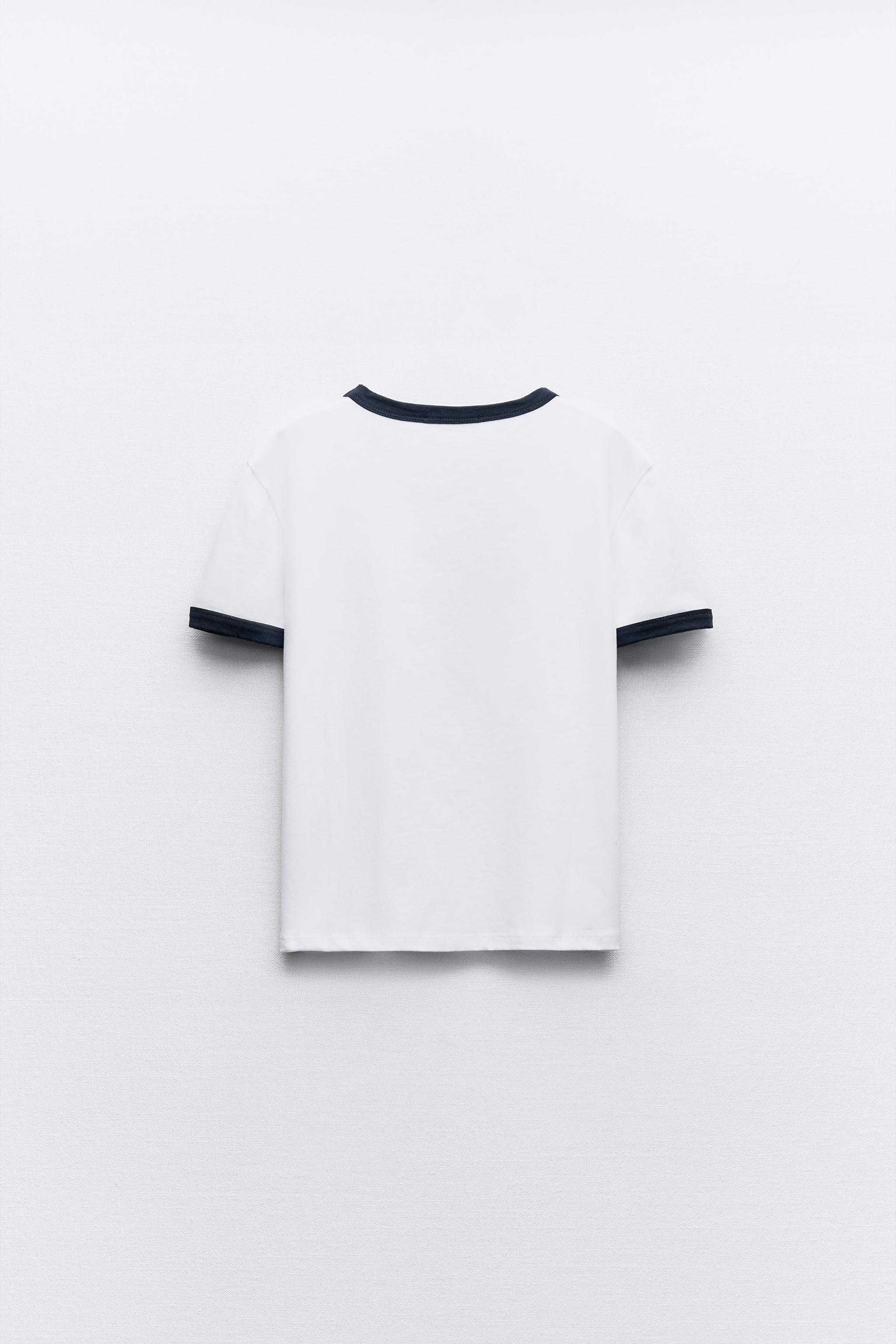 Zara VARSITY TEXT RIB RINGER T-SHIRT | Mall of America®