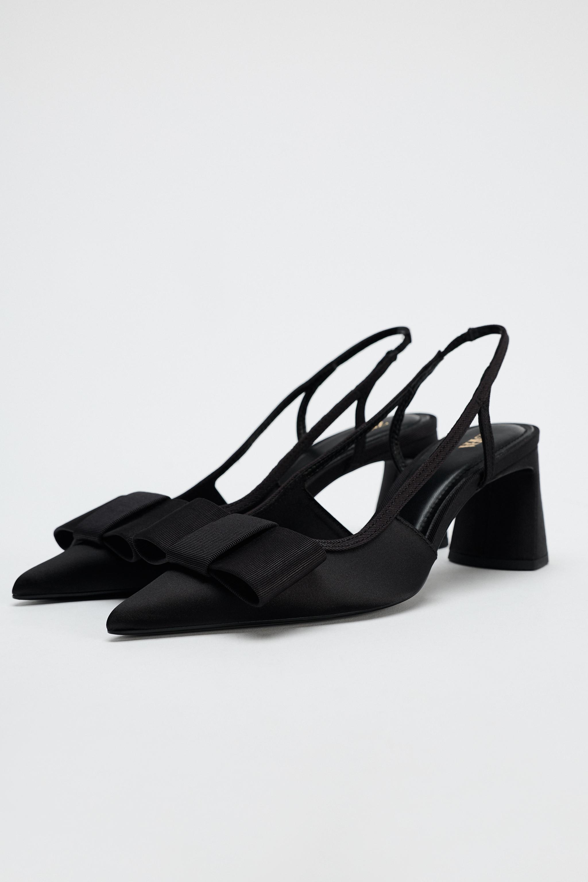Zara Slingback Heels With Bow International Shipping