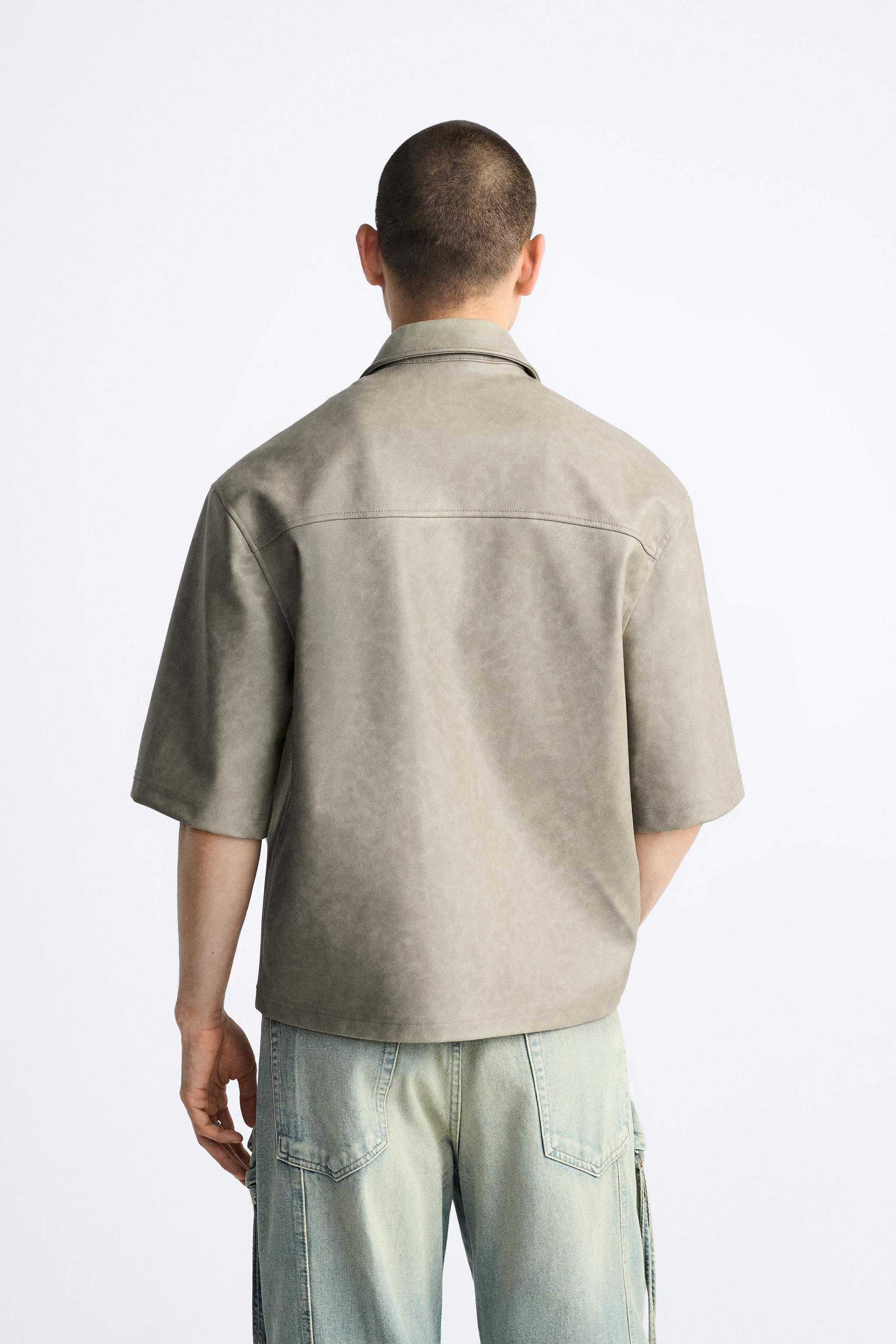 Zara Washed Faux Leather Overshirt International Shipping